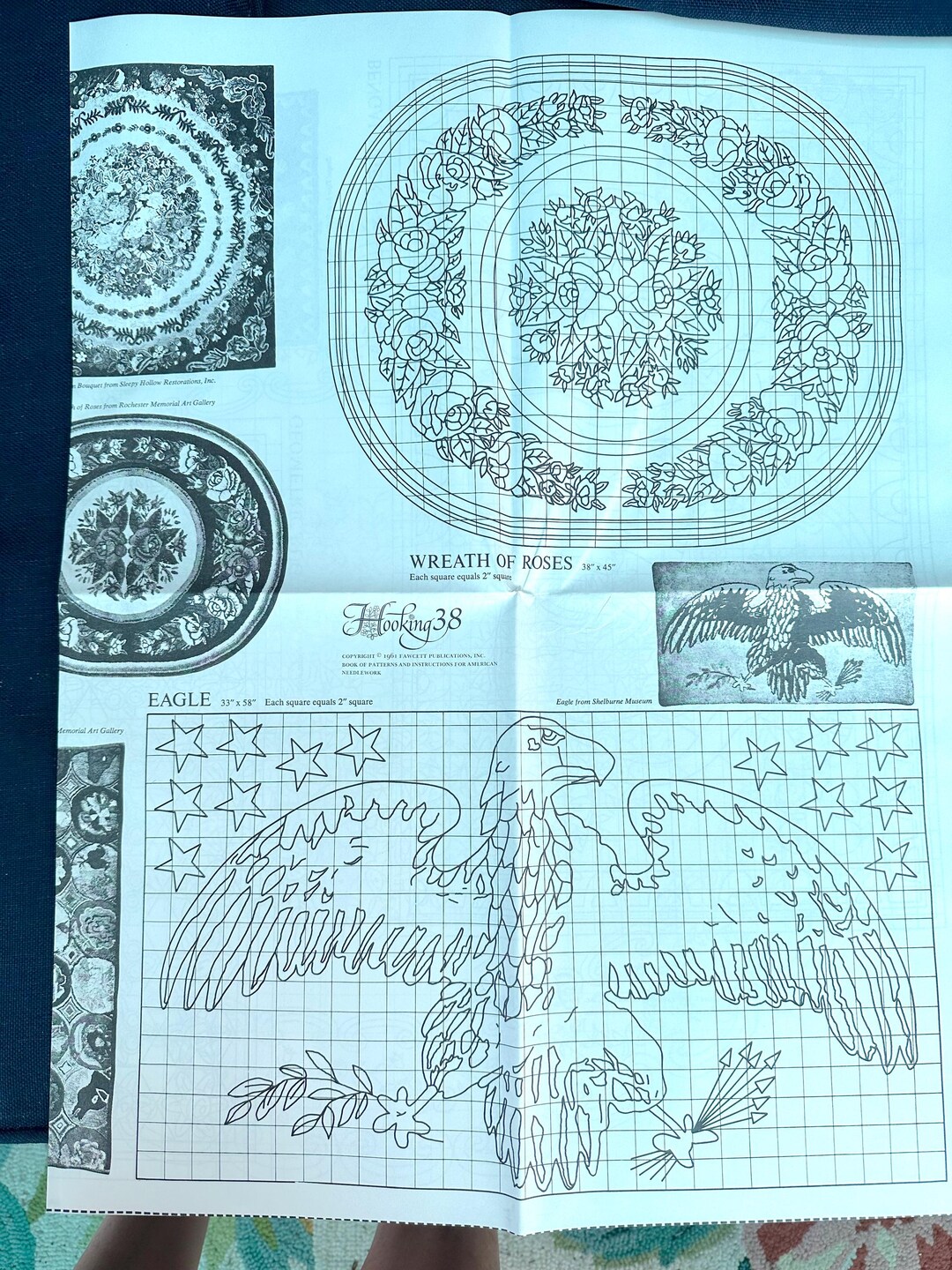 8 Vintage Rug Hooking Patterns From Vintage "american Needlework" Box ...