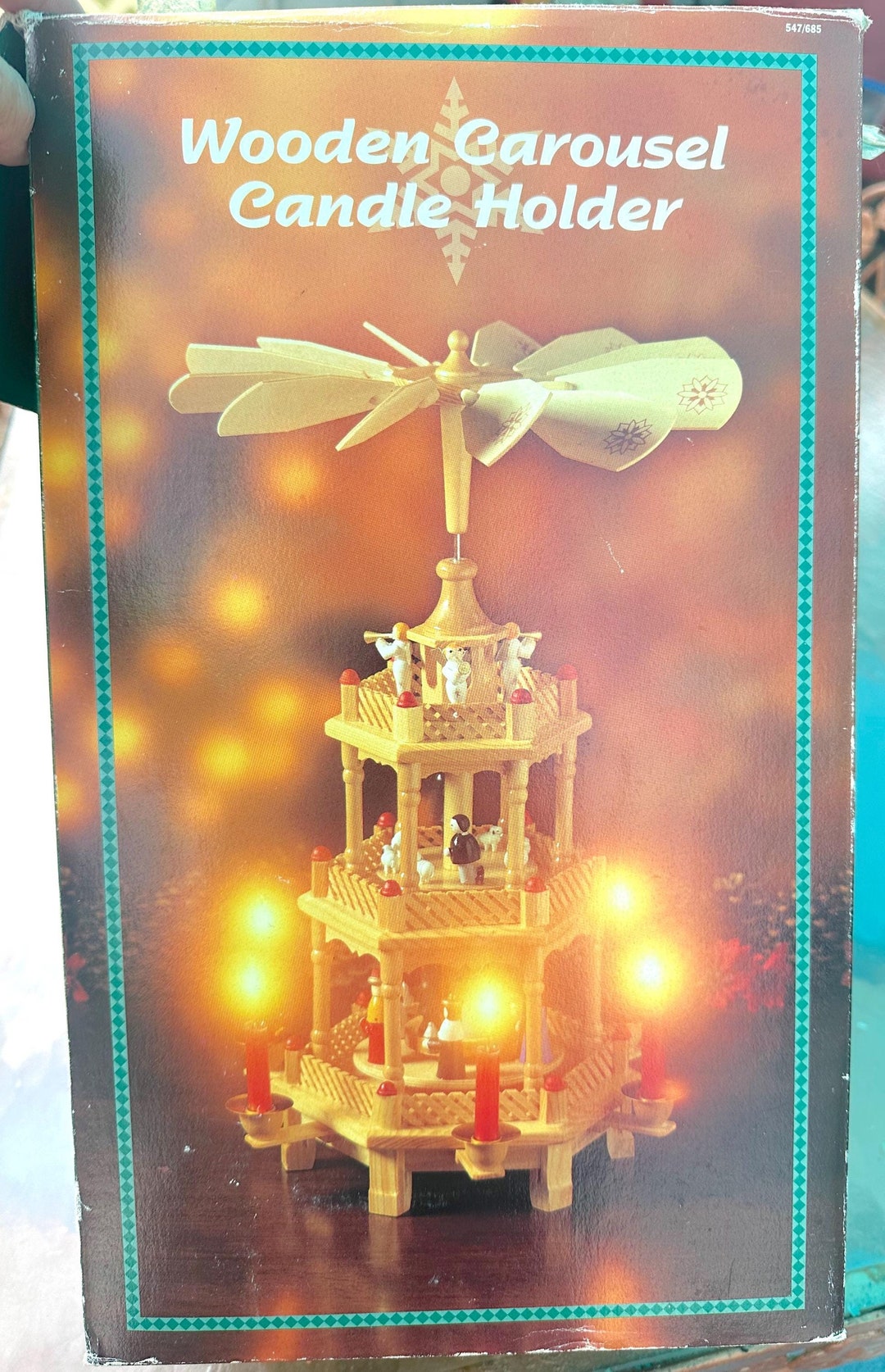 Vintage Wooden Carousel / Wooden Christmas Candle Carousel With ...