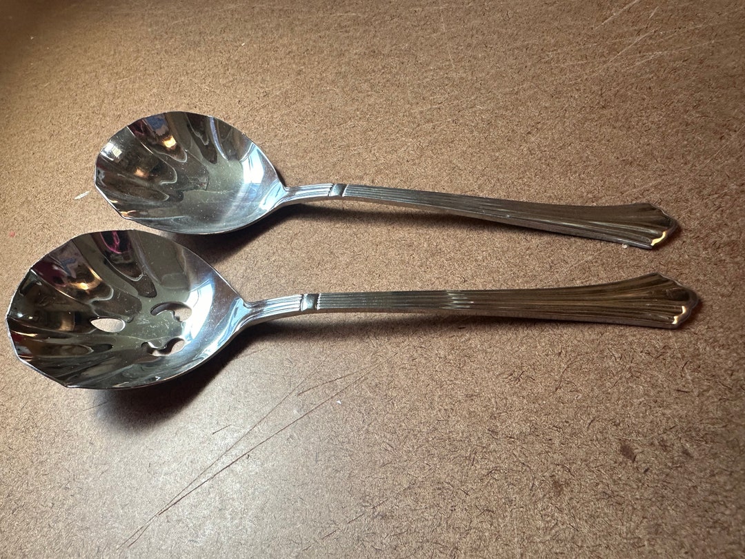 Vintage Excel Tango Serving Spoons With Scalloped Edges, Pierced and ...