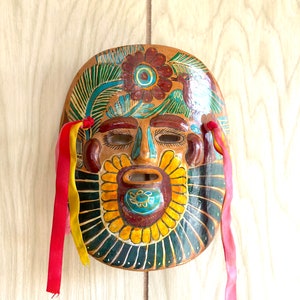 Vintage Painted Clay Mask / Colorful Terra Cotta Mask / Boho Wall Decor ...