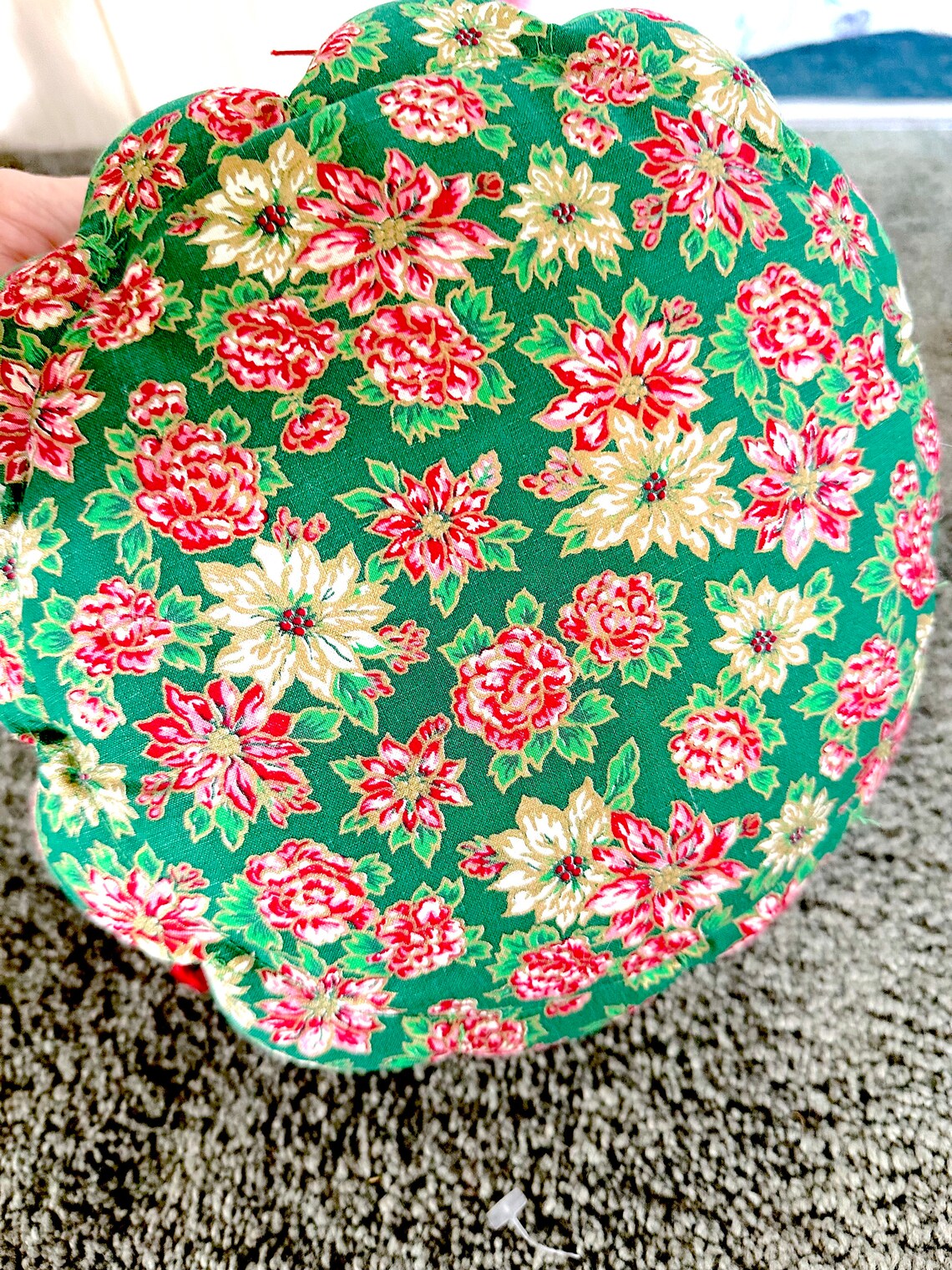 Vintage Christmas Fabric Scrap Basket / Handmade Vintage Christmas ...