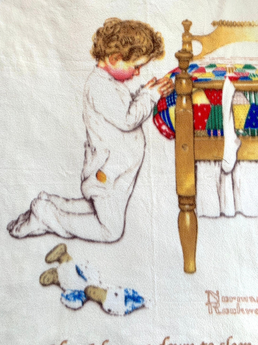 Vintage Norman Rockwell Baby Blanket: "now I Lay Me Down to Sleep" - Etsy