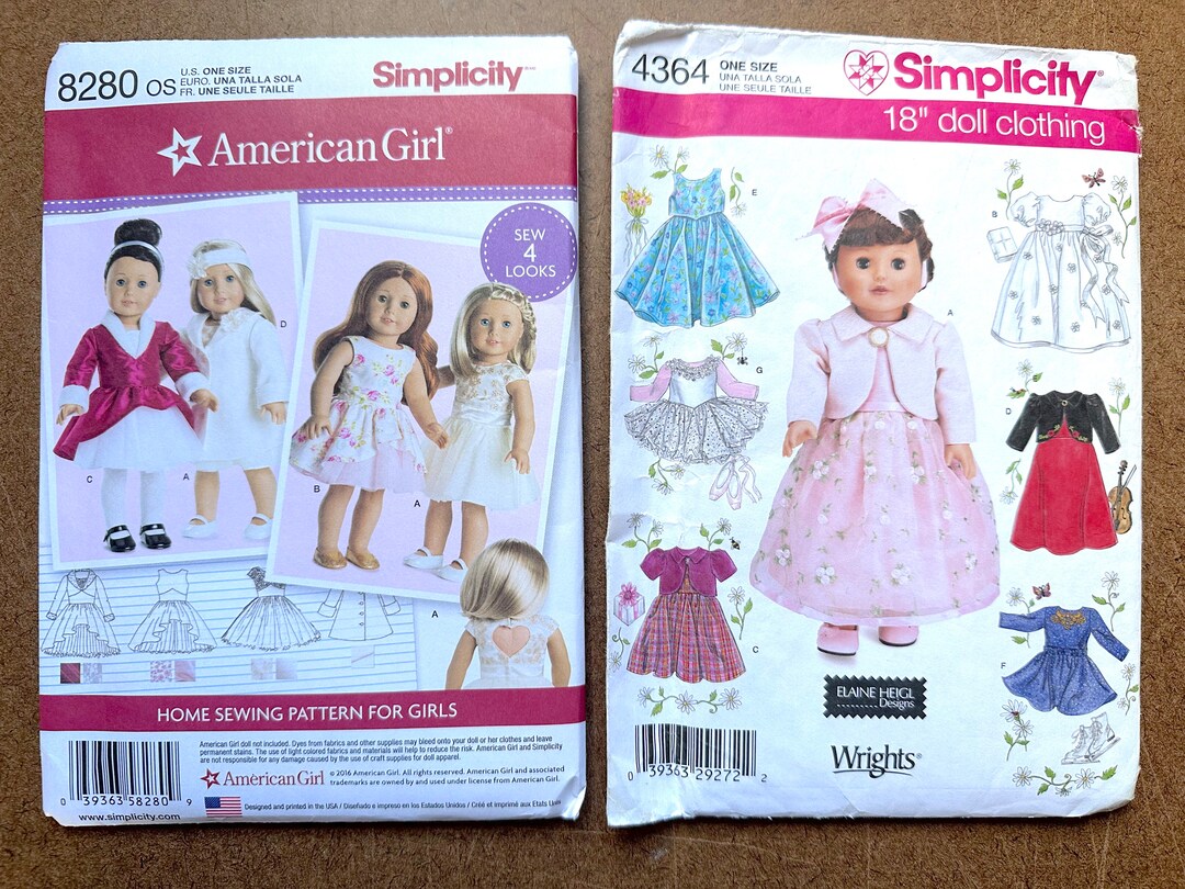 Two Simplicity 18 Doll Clothes Patterns Uncut / Multiple 18 Doll Dress ...