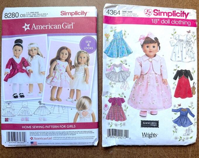 Two Simplicity 18 Doll Clothes Patterns Uncut / Multiple 18 Doll Dress ... Two Simplicity 18 Doll Clothes Patterns Uncut / Multiple 18 Doll Dress ...