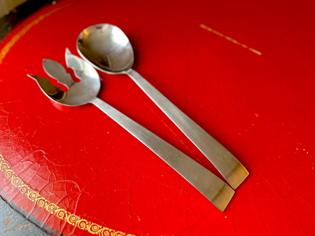 Silvercraft Stainless Japan Long Handled Salad Serving Set / Long ...