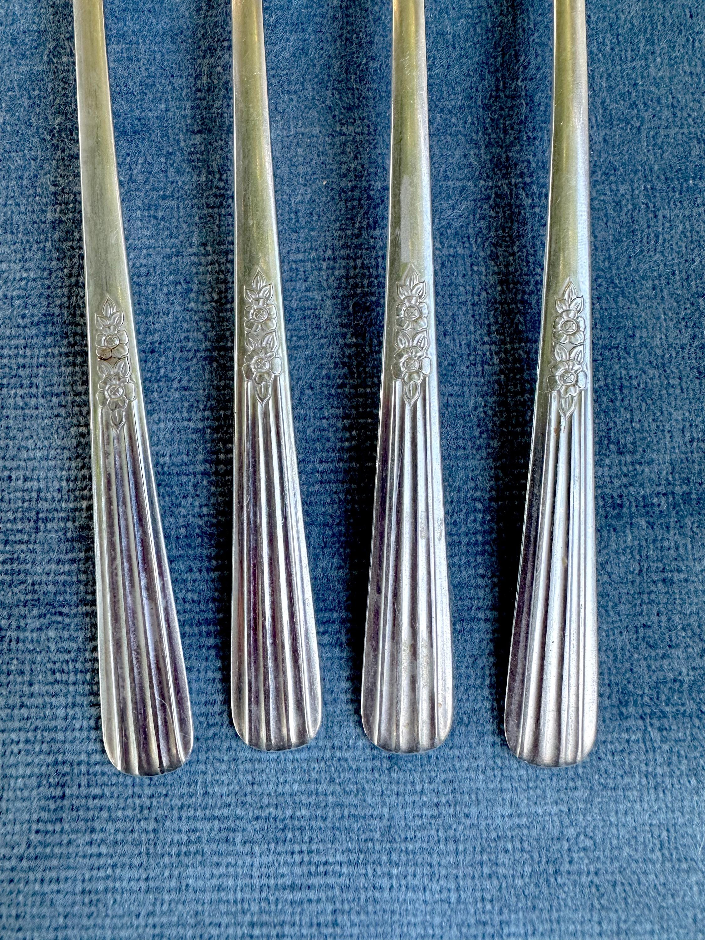 Four Thor Fluted Rose Iced Tea Spoons / Vintage Iced Teaspoons Set of 4 ...