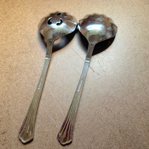 Vintage Excel Tango Serving Spoons With Scalloped Edges, Pierced and ...