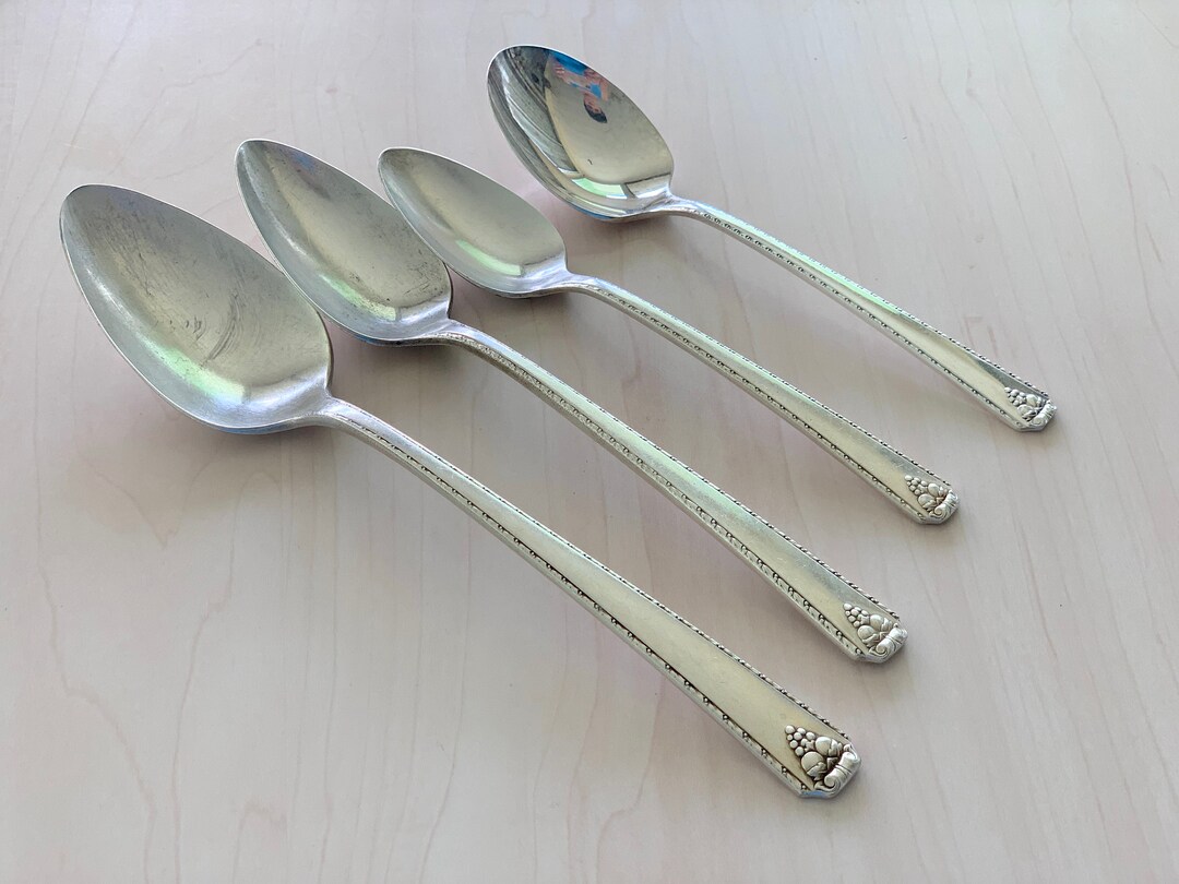 Vintage Prestige Plate Silverplate Spoon Set, Lot of 4: Sugar Shell ...