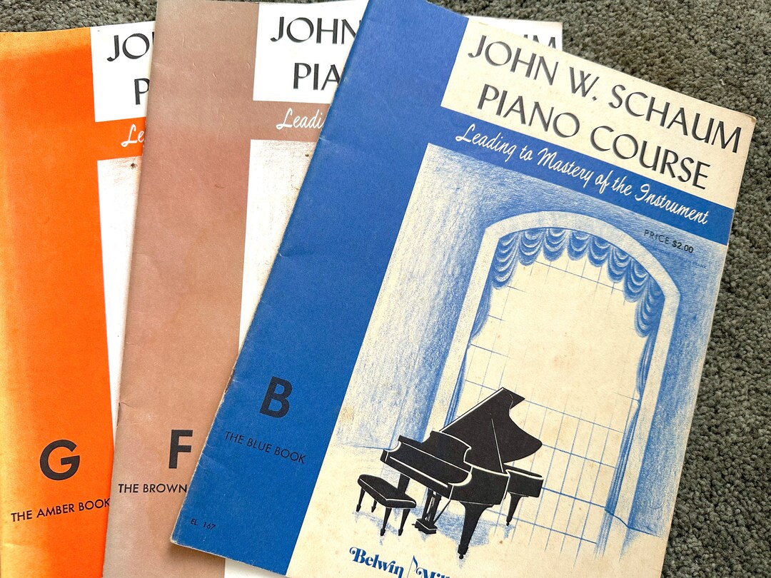 1940s John Schaum Piano Course Books--blue, Brown, or Amber (B, F, G ...