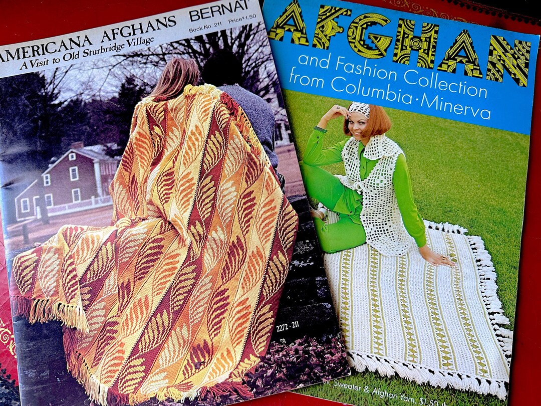Three Vintage Crochet Afghan Pattern Books: 1948 Bernat Afghans, 1973 ...