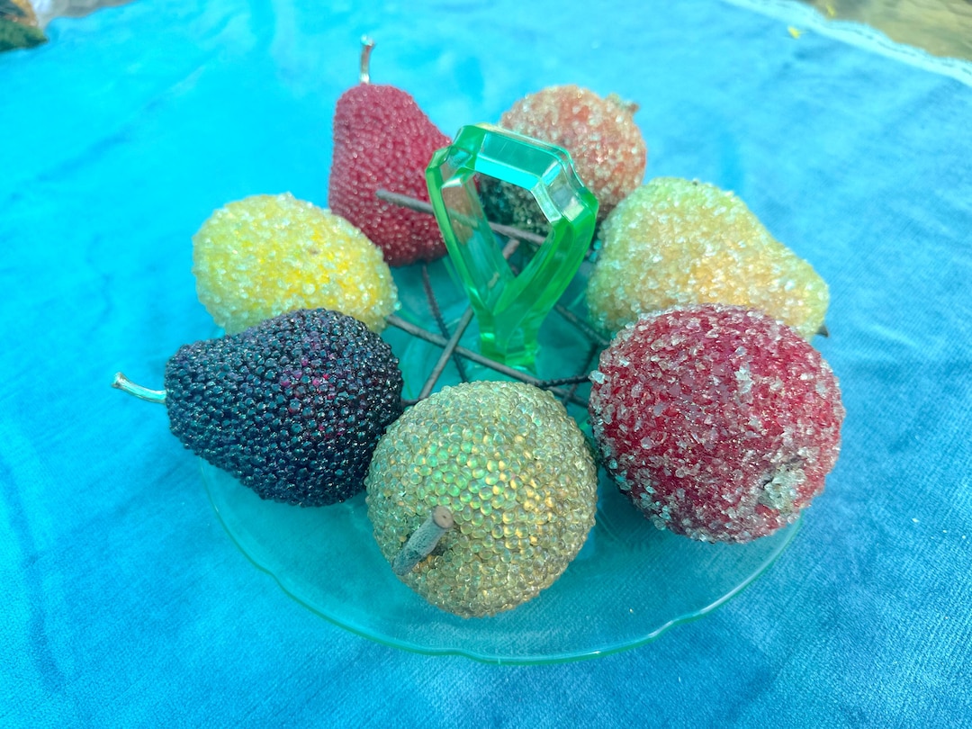 Seven Sticks of Jeweled Faux Fruit for Holiday Decorating / Vintage ...