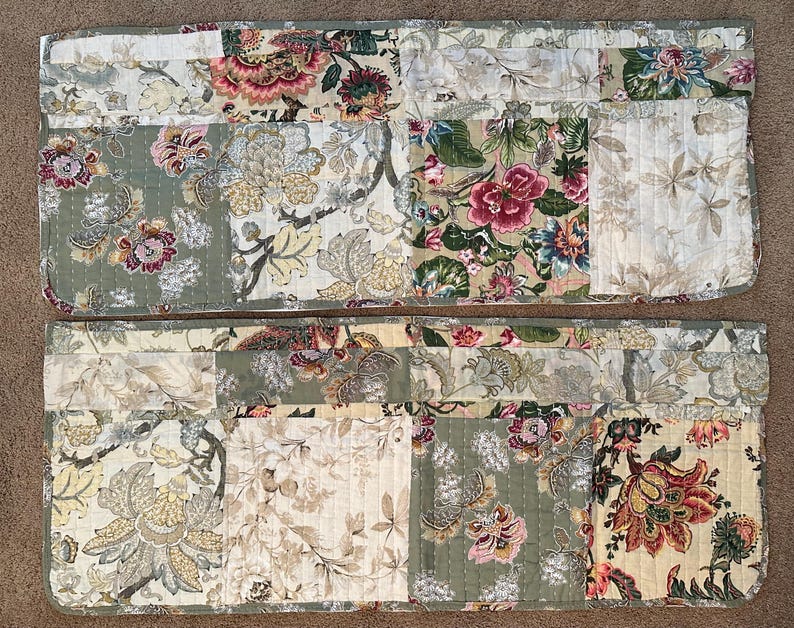 Beautiful Patchwork Quilted Valences, Pair With Lovely Flowers in Soft ...