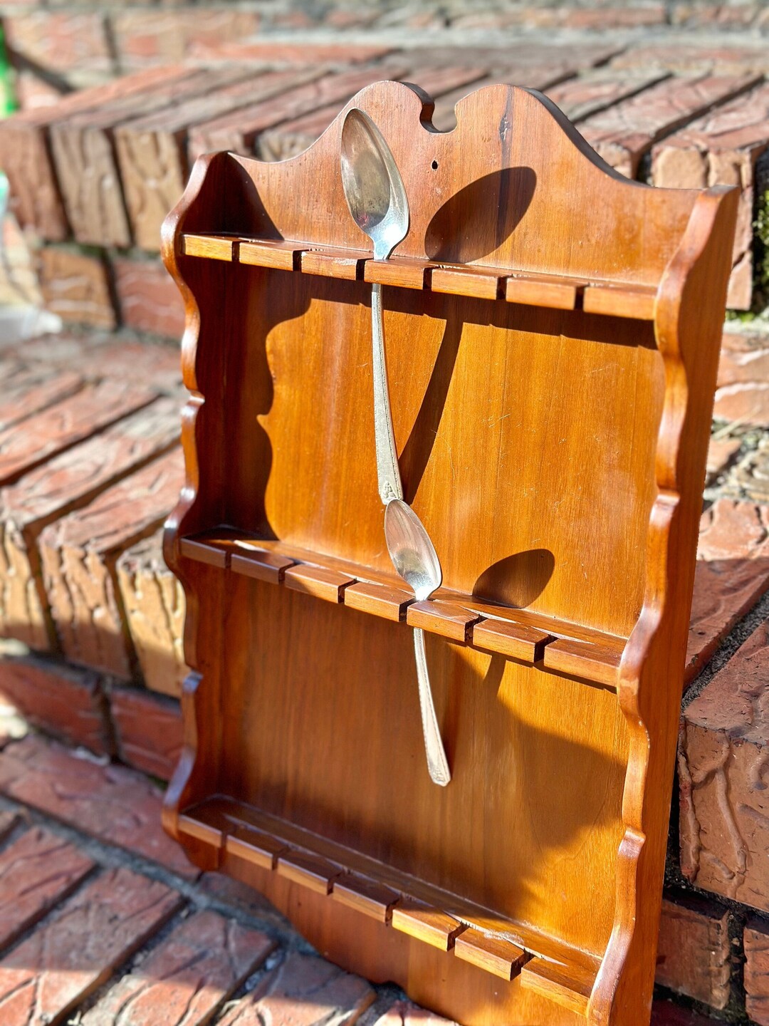 Vintage Wooden Spoon Holder for Wall Display / Spoon Collector's ...