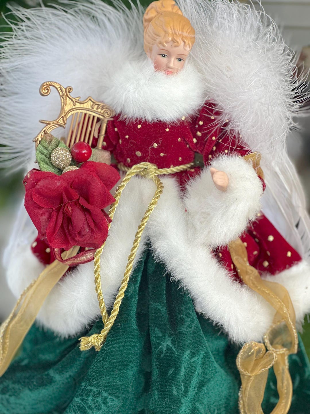 Vintage Angel Tree Topper / Large Regal Angel in Purple Velvet With ...