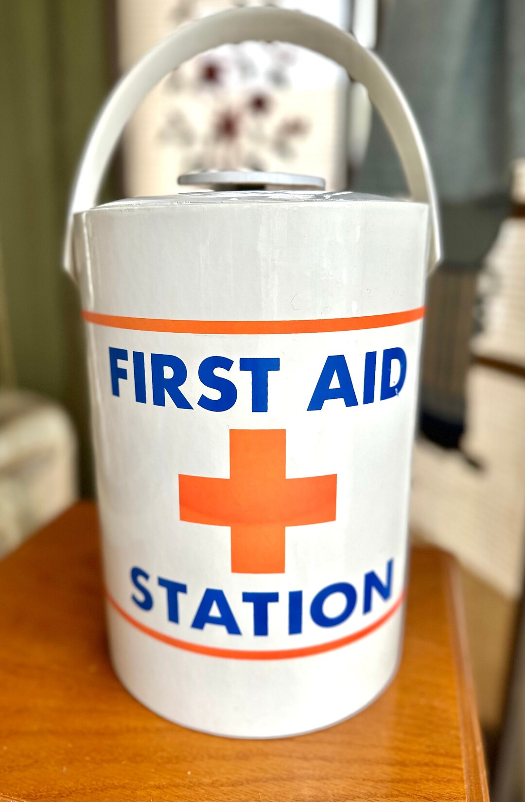 Vintage Padded Vinyl Ice Bucket: "first Aid Station" With Red Cross - Etsy