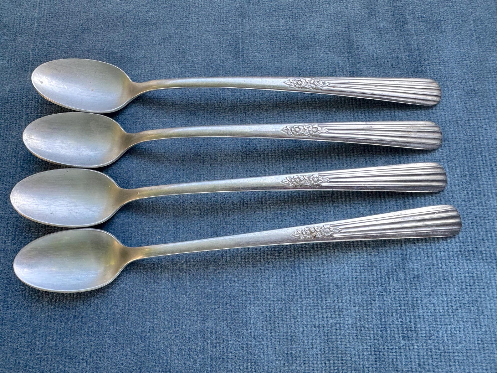 Four Thor Fluted Rose Iced Tea Spoons / Vintage Iced Teaspoons Set of 4 ...