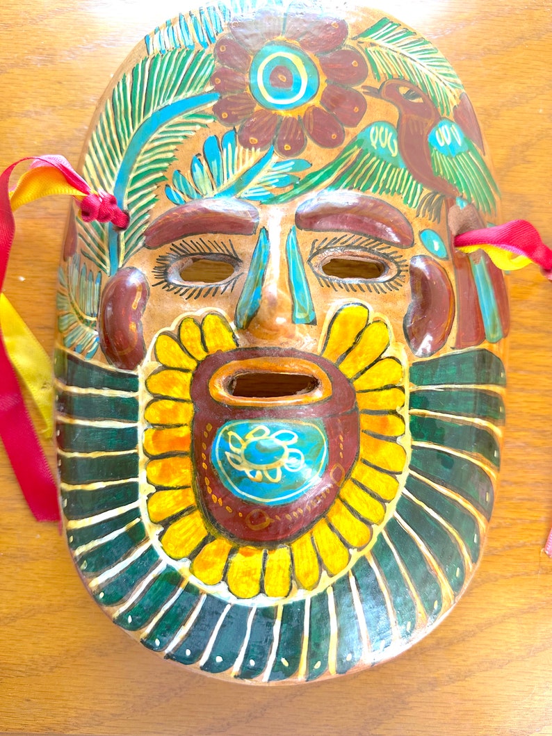 Vintage Painted Clay Mask / Colorful Terra Cotta Mask / Boho - Etsy