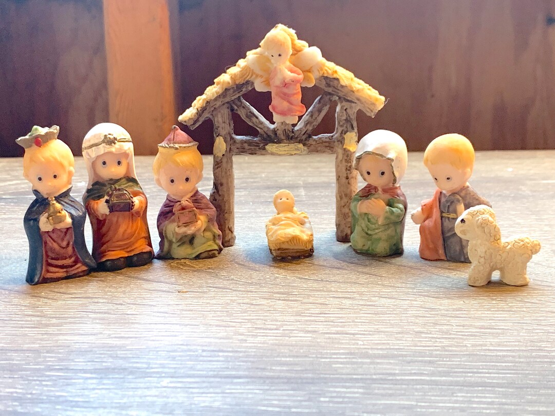 Tiny 10 Piece Nativity / Child's Nativity Set / Mini Resin Nativity ...