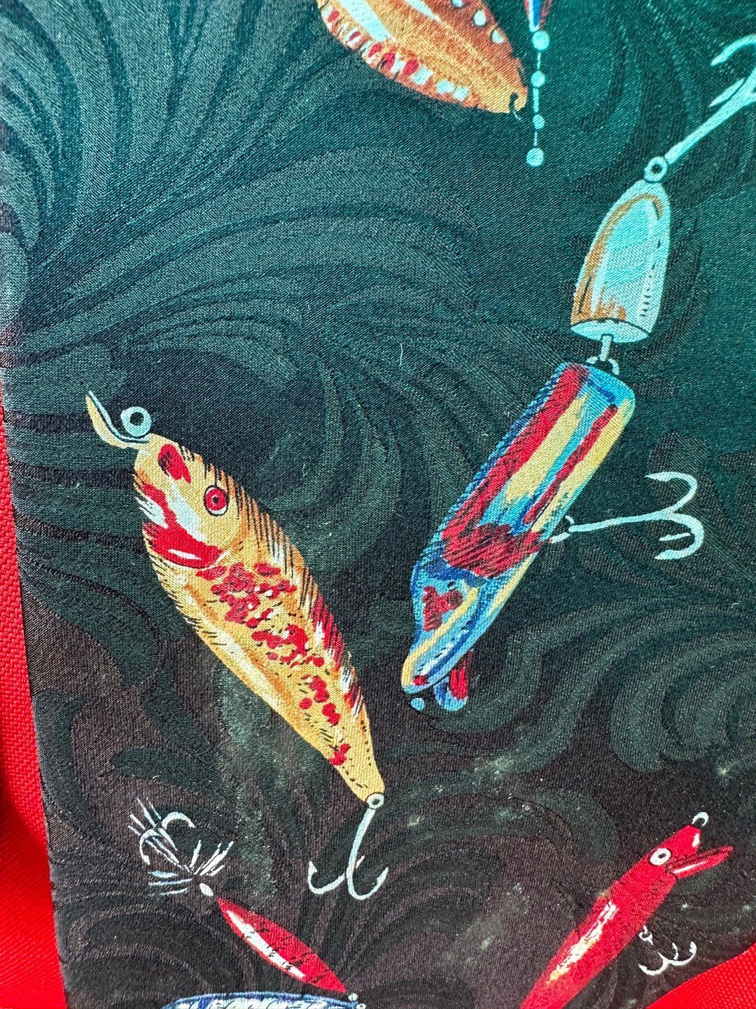 Silk Field & Stream Fishing Lure Necktie / Black Fisherman's Necktie ...