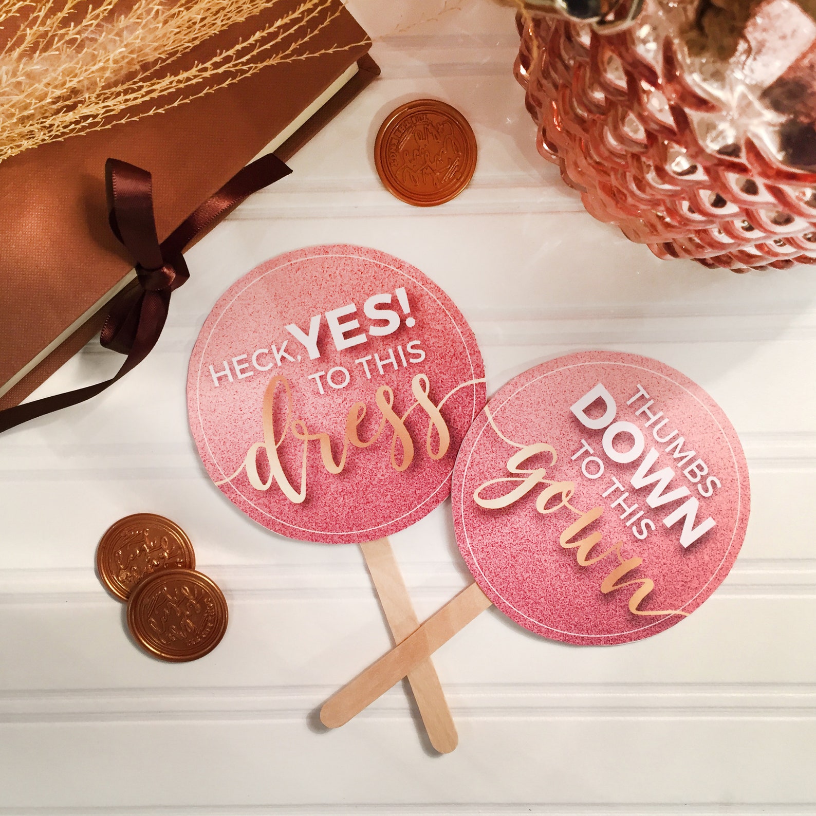 Say Yes to the Dress Paddles Signs Instant Download Rose Gold Pink ...