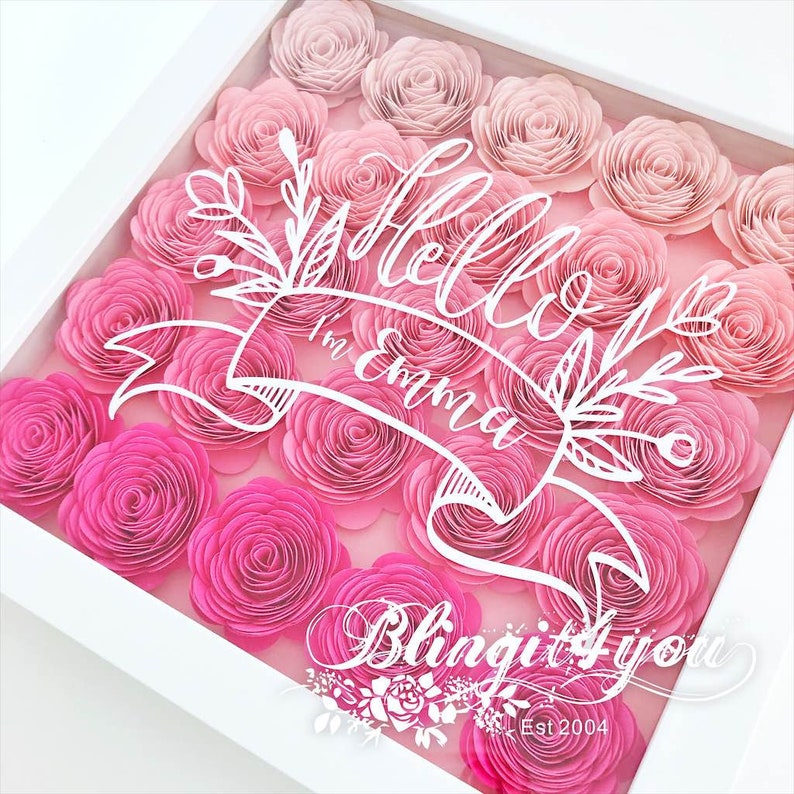 Flower Shadow Box 3D Roses Personalized Gift Ombre Flowers - Etsy