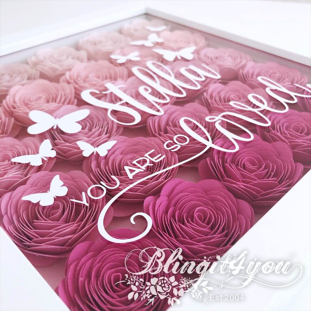 Name Announcement Sign, Flower Shadow Box, 3D Flower, Ombre Flowers ...