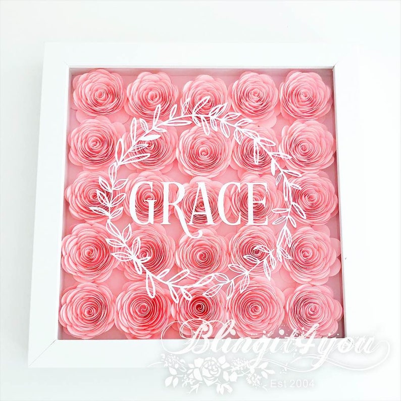 Baby Name Announcement Flower Shadow Box I Hello My Name is | Etsy