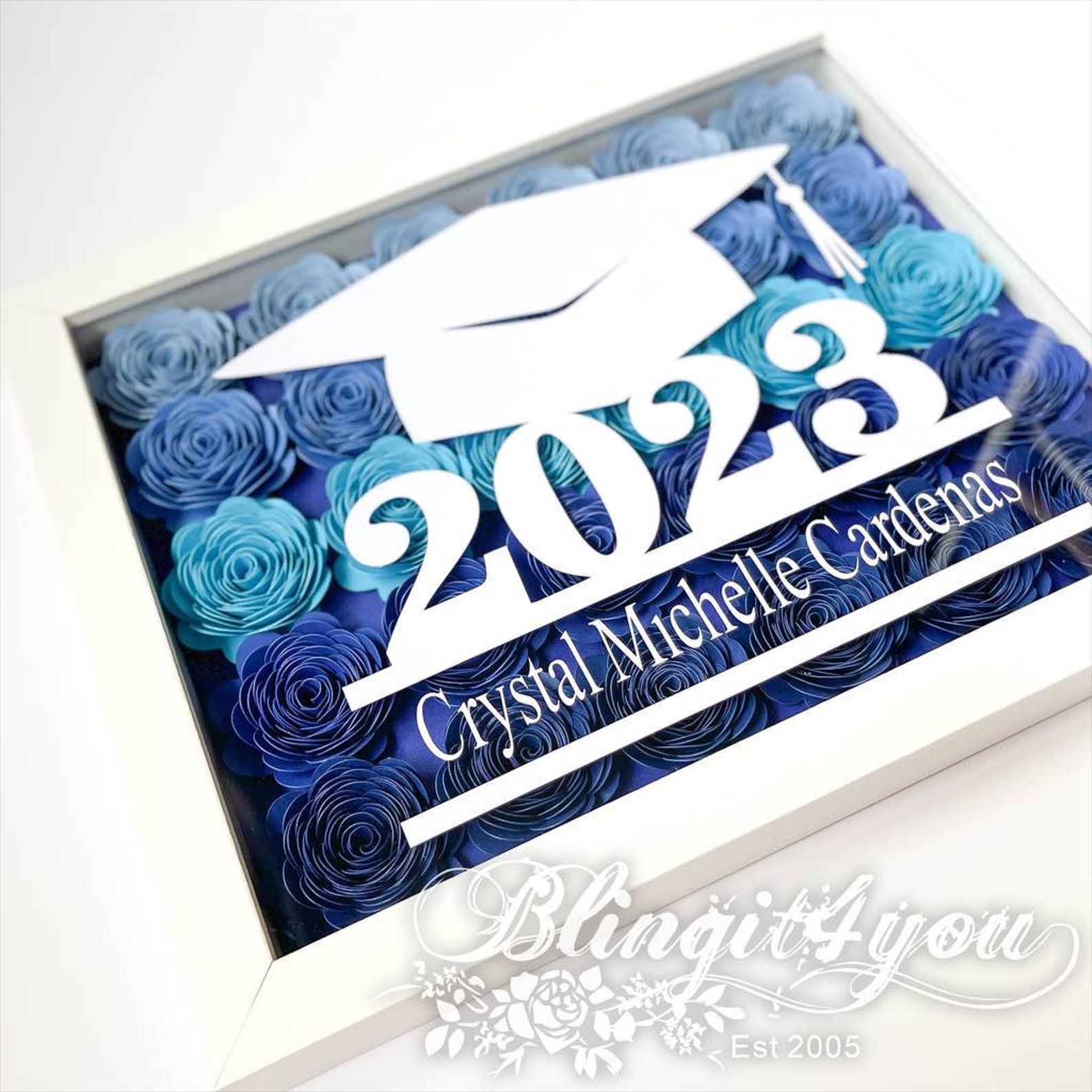 Graduation Flower Gift, Class 2023 Graduation Gift, Flower Shadow Box ...