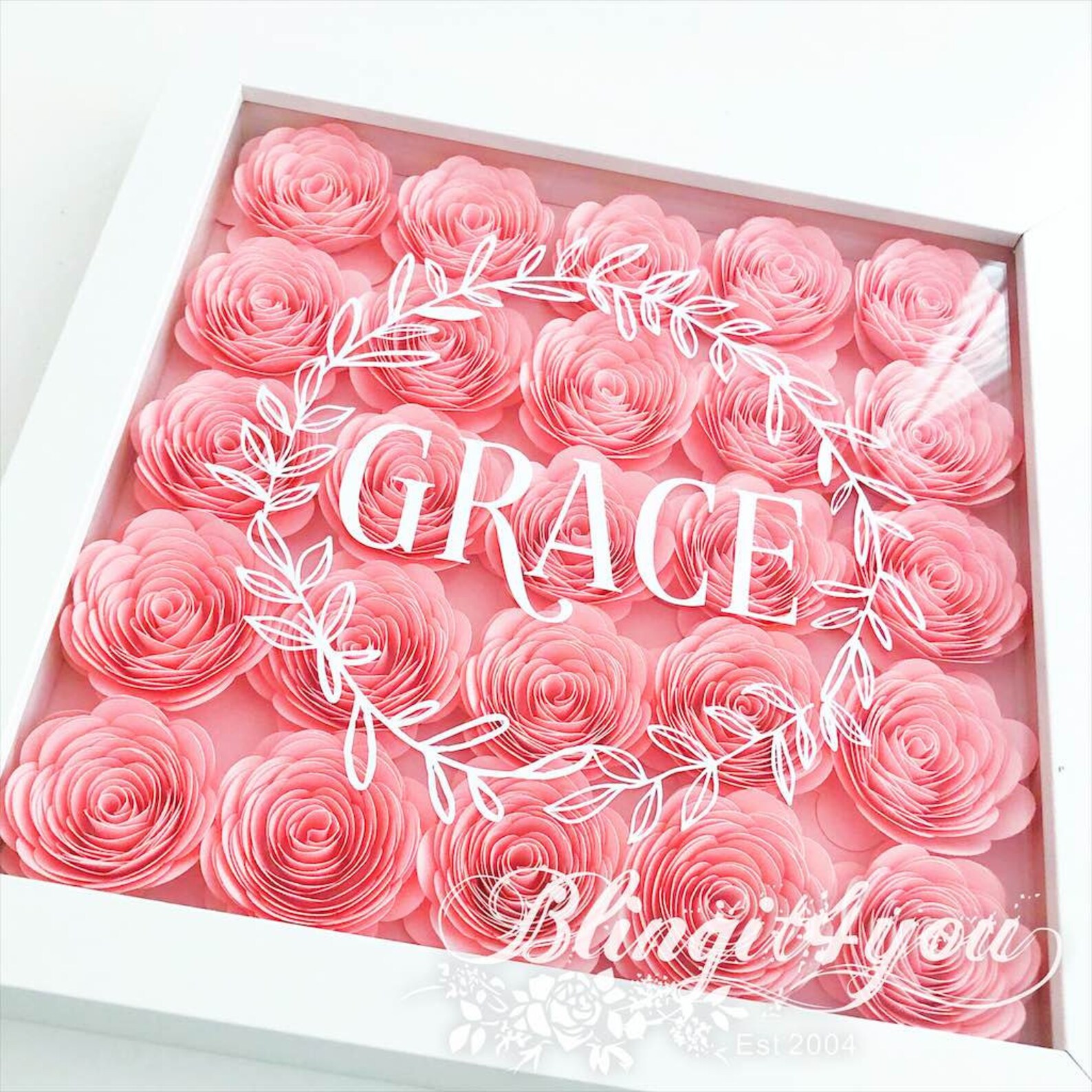 Flower Shadow Box 3D Roses Personalized Gift Ombre Flowers - Etsy