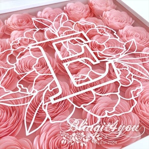 Flower Shadow Box, 3D Roses, Personalized Gift, Ombre Flowers, Name ...