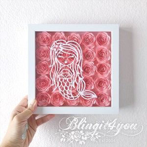 Mermaid Nursery Flower Frame, Baby Girl Nursery Decor, Mermaid Shadow ...