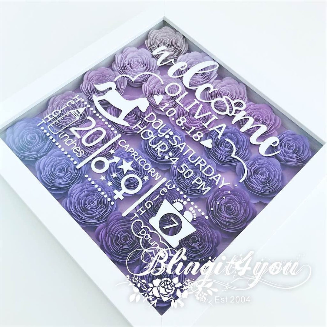 Baby Name Announcement Flower Shadow Box I Hello My Name is Flower Box ...