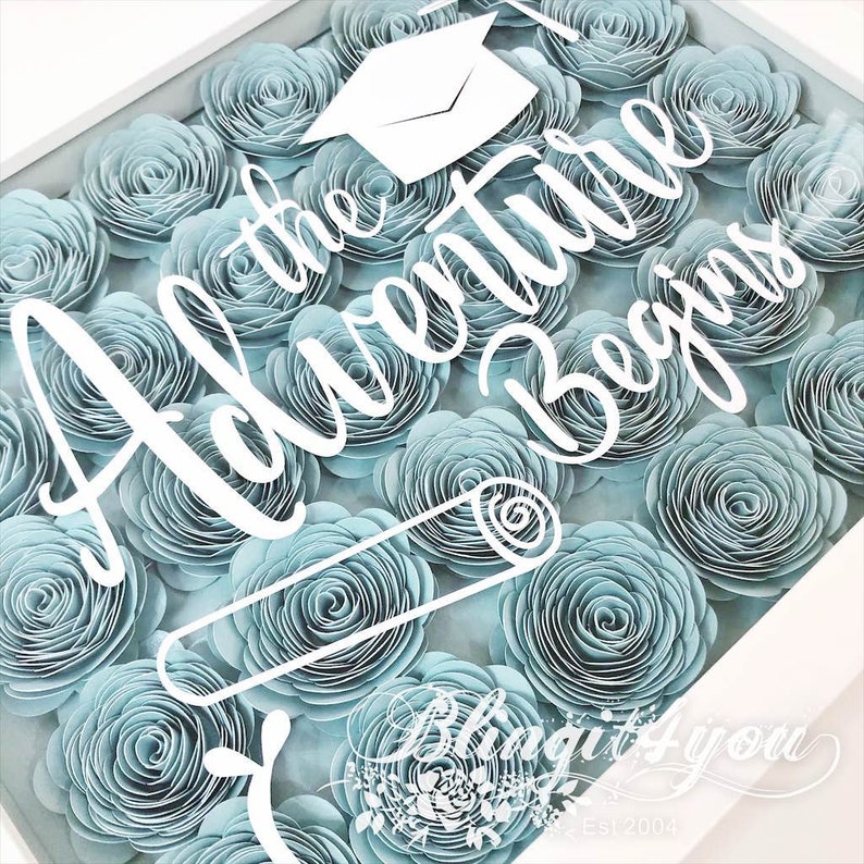 Graduation Flower Gift, Class 2023 Graduation Gift, Flower Shadow Box ...