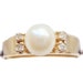 Mid Century Three Pearl Diamond Ring Cultured Pearls Set in 10k Yellow ...