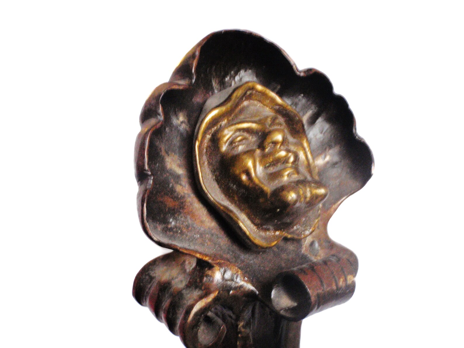 Craftsman Iron Bronze Monk Face Andirons/mission American Gothic Forged ...