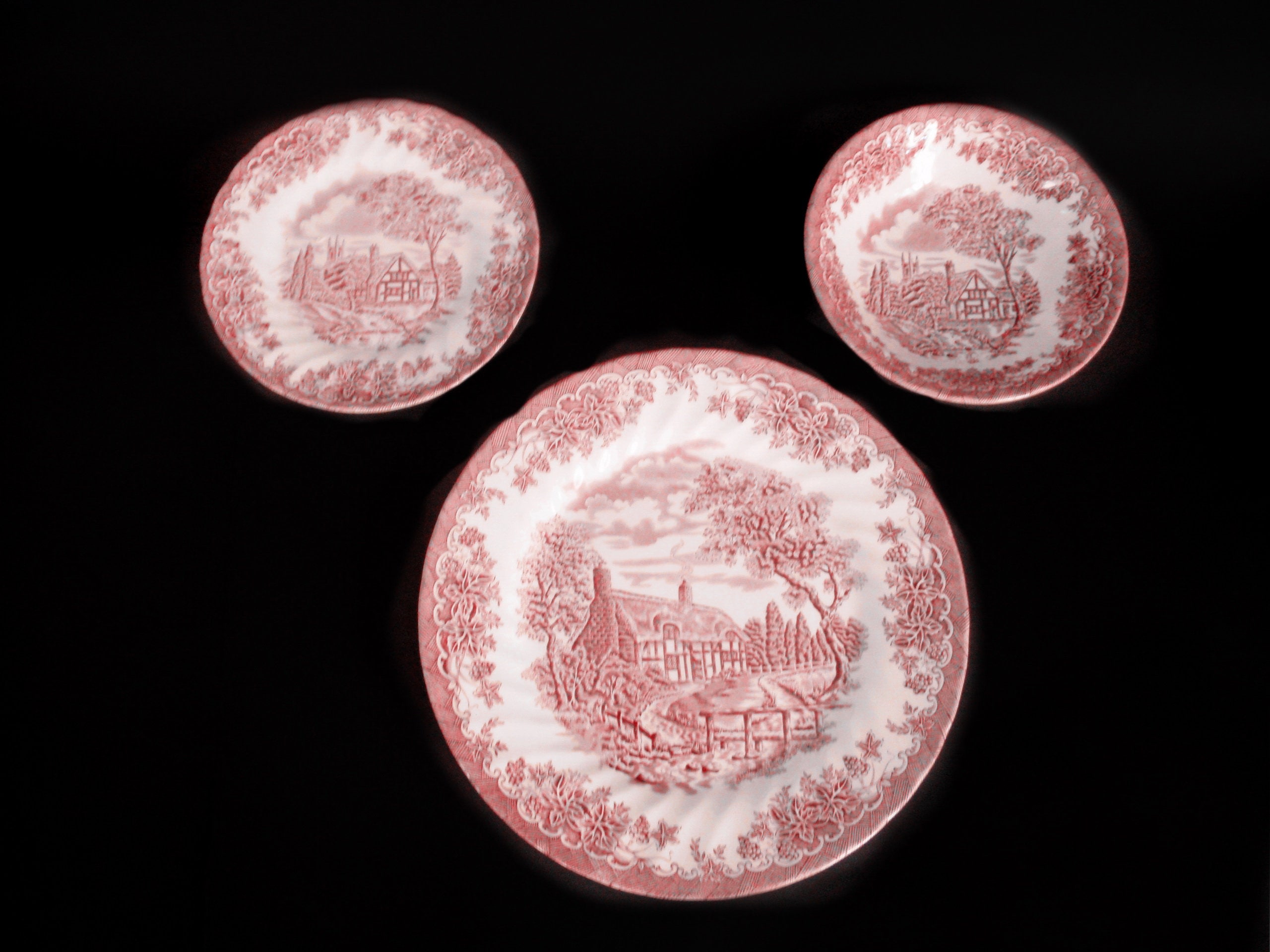 5 Churchill the Brook Dinner Plates Churchill English China Red White ...