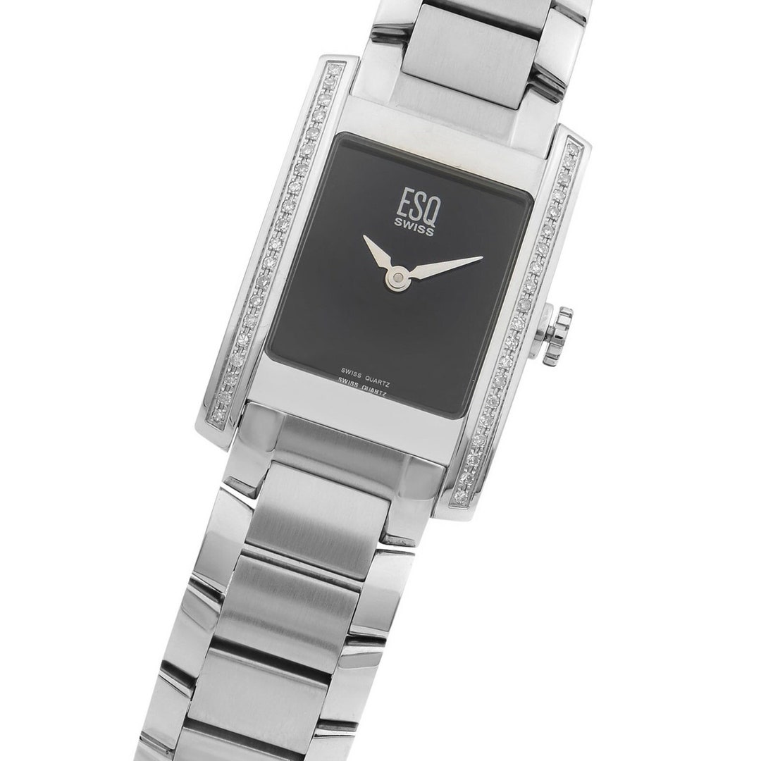 ESQ Movado Black Dial Ladies Watch~womens ESQ Movado Genuine 40 Diamond ...