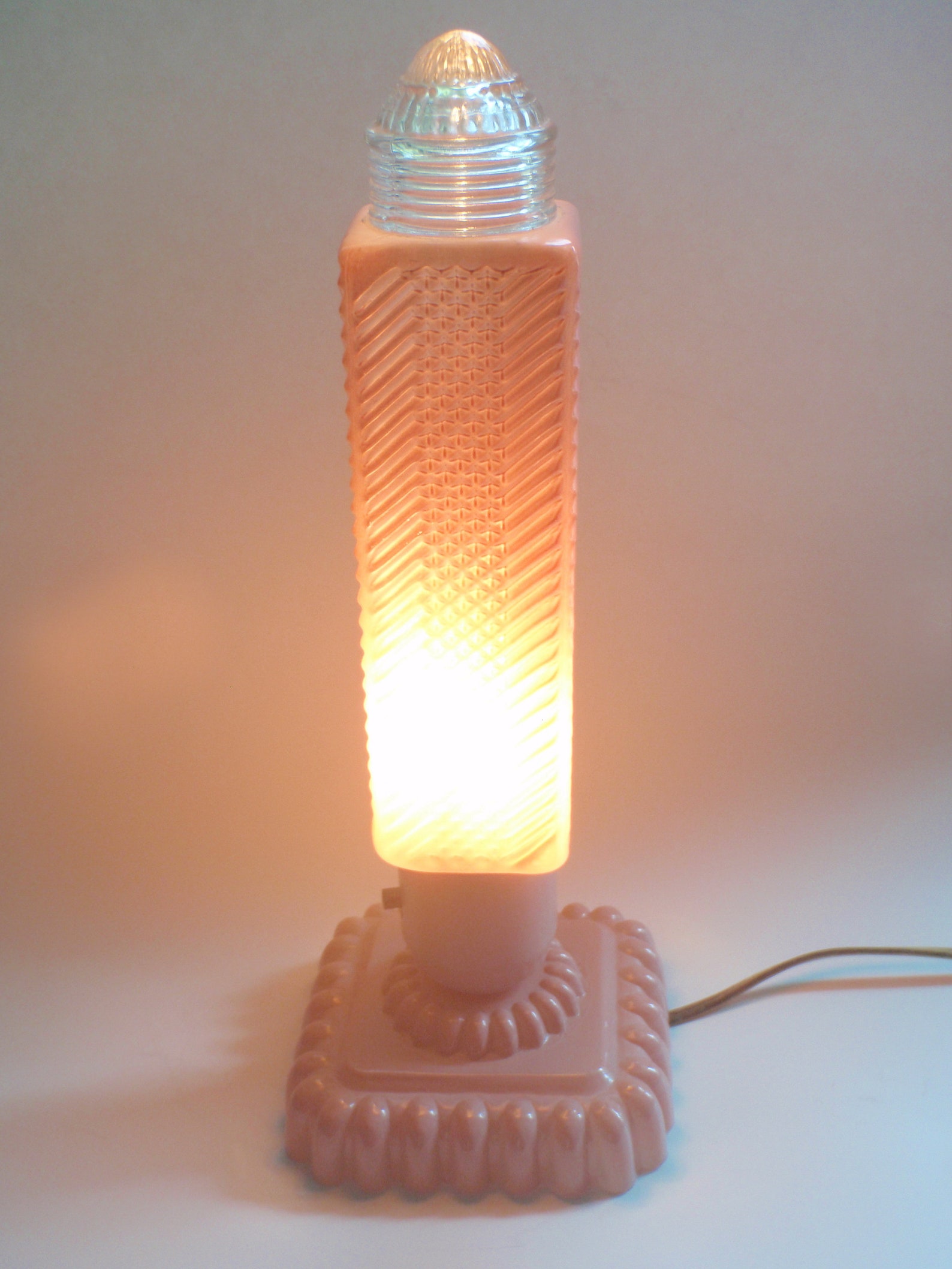 2 Pink Torpedo Glass Lampspair 1930s Pink Skyscraper Torpedo - Etsy
