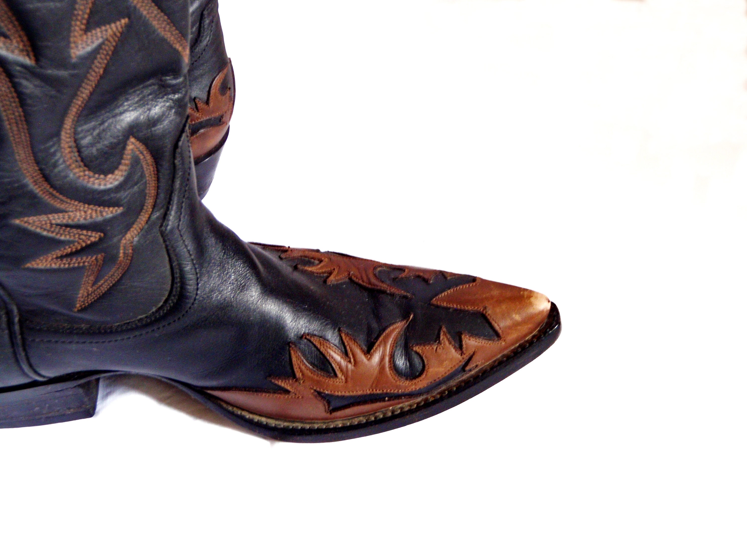 Ladies Two Tone Cowboy Boots /vintage Western Womens Hand Tooled Boot ...