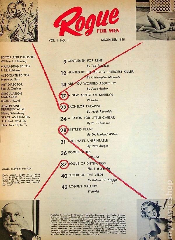 1955 Rogue Magazine Marilyn Monroe Photos 1st in Series Vol 1, Lloyd ...