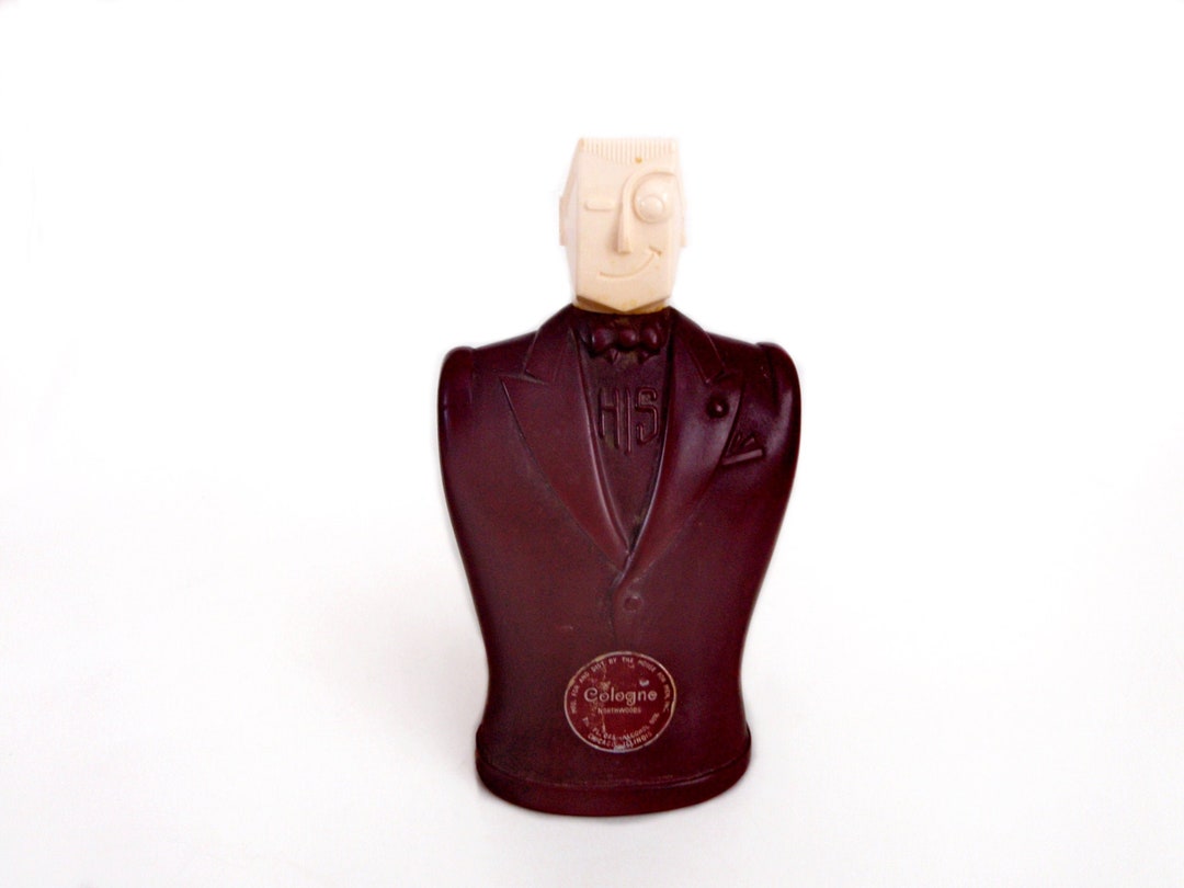 1940s HIS Northwoods Mens Cologne Bottle Large Art Deco Design Figural ...