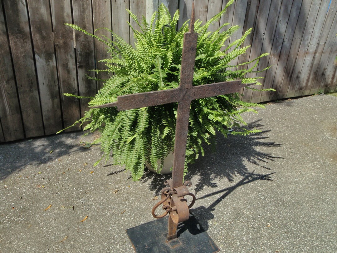 41 Inch Quebec Primitive Iron Cross 1800s Quebec Wrought Iron Large ...