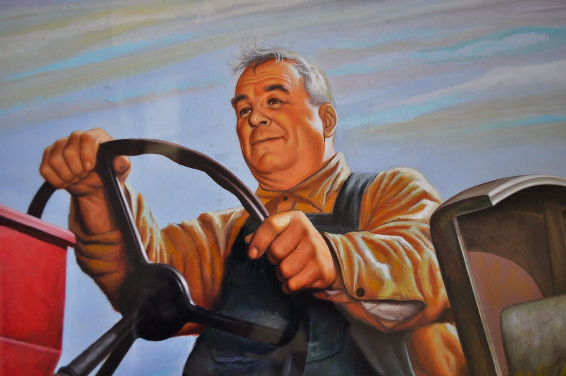 Lloyd Rognan Farmer Tractor Painting 1960s Original | Etsy