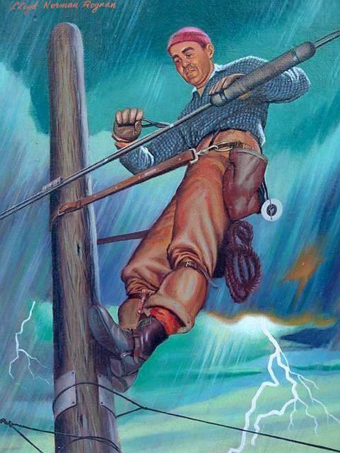 Lloyd Rognan Farmer Tractor Painting 1960s Original | Etsy