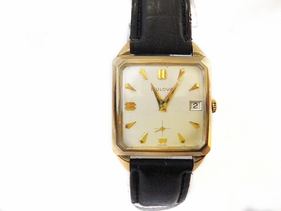 1964 Bulova Square Case Dress Watch Blue Dial Mid Ce… - Gem
