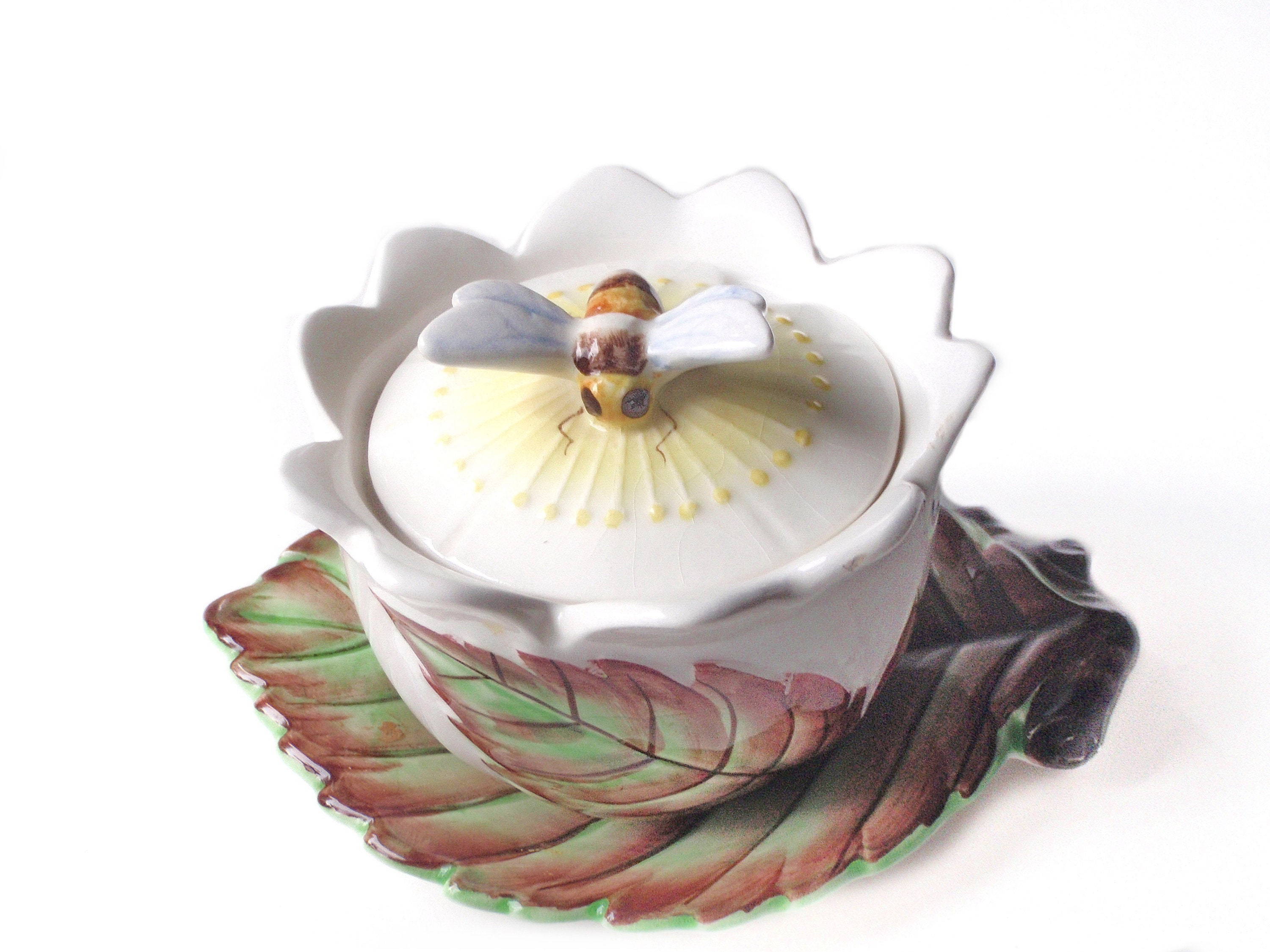 Lefton Bee Line Honey Pot Jam Jar//vintage Lefton ESD Hand Painted ...