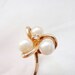 Mid Century Three Pearl Diamond Ring Cultured Pearls Set in 10k Yellow ...