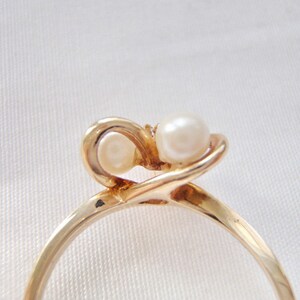 Mid Century Three Pearl Diamond Ring Cultured Pearls Set in 10k Yellow ...