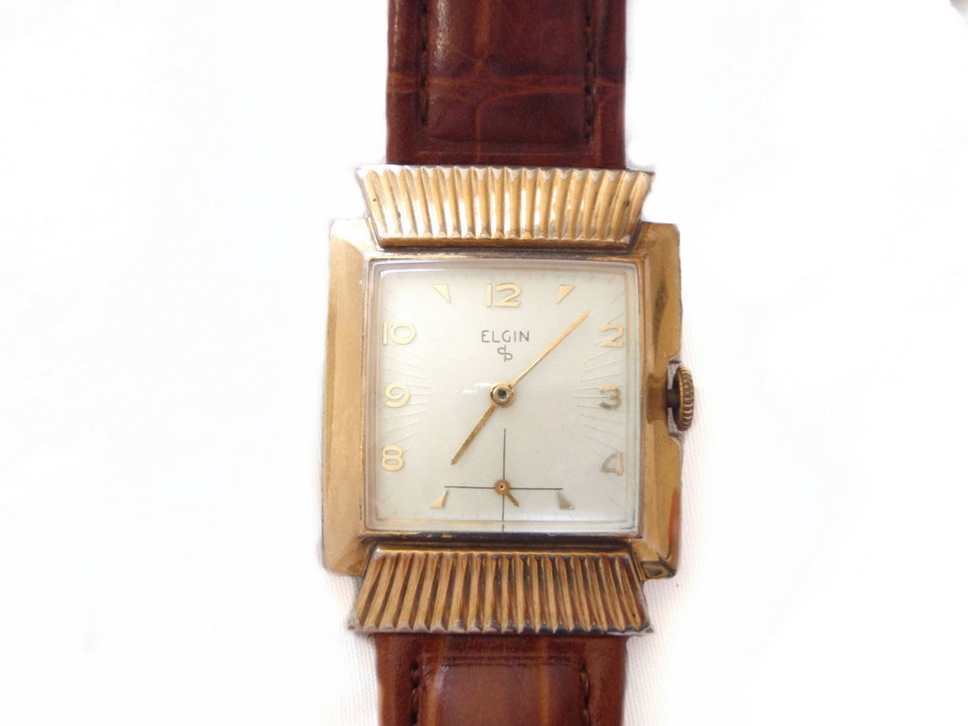 Mid Century Elgin Dress Watch, 1950s Beautiful Elgin 42mm Fancy ...