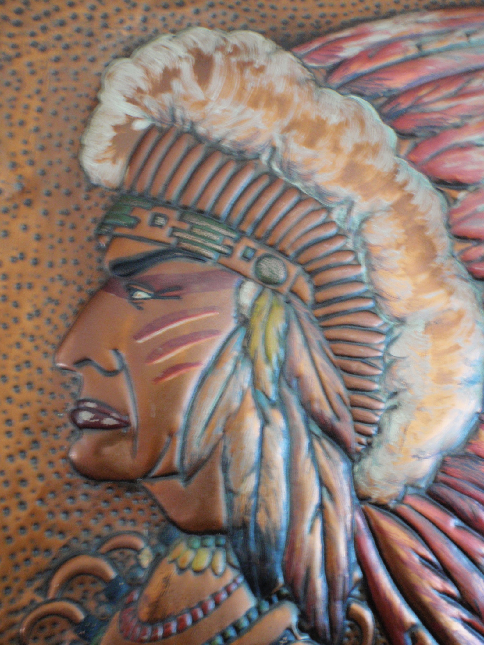 Indian Chief Copper Relief Hand Colored Framed Wall Art/native American ...